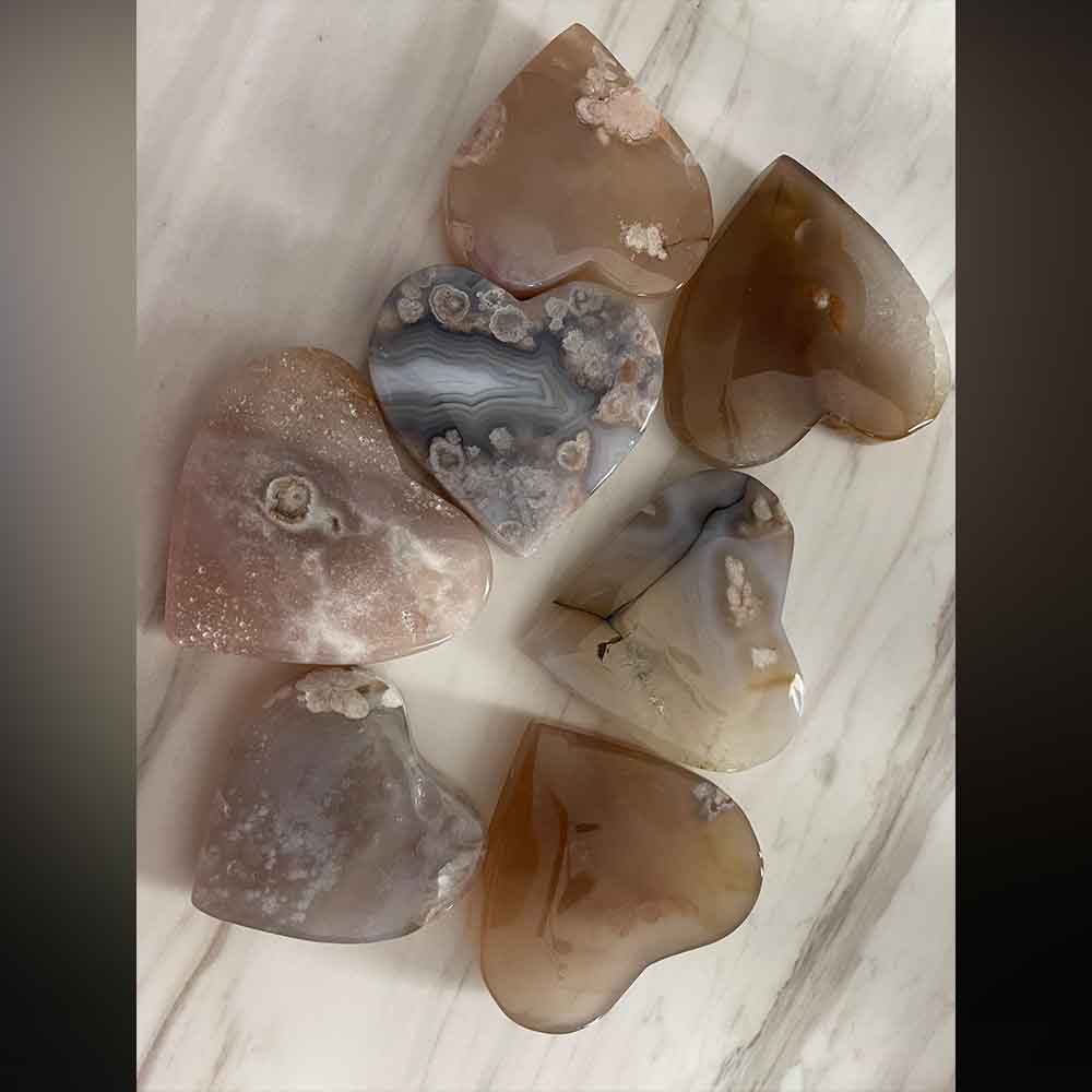 AX Flower Agate Heart – Welcome – Crystal Happy